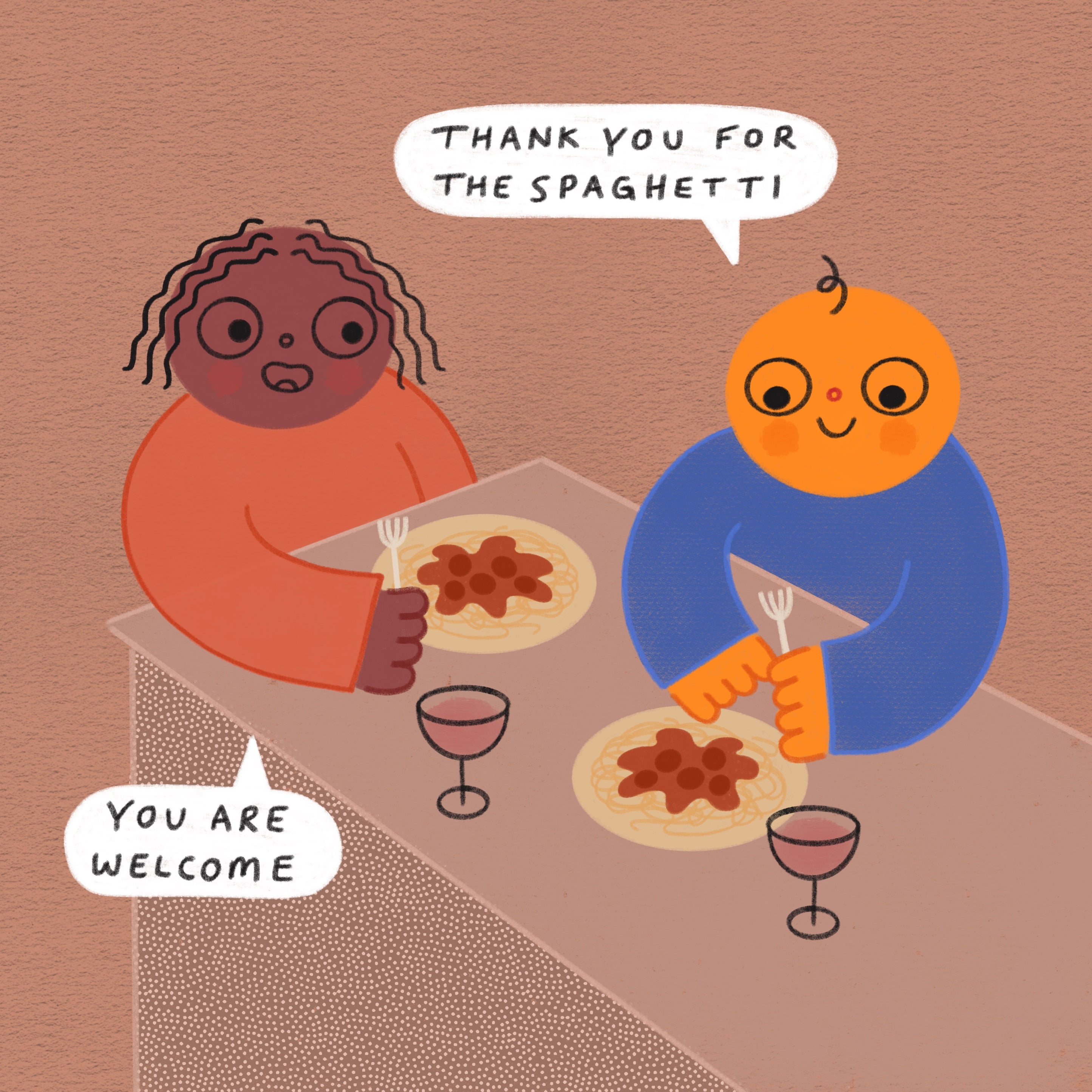 Thank You For The Spaghetti Art Print – Orange Juice For Dinner